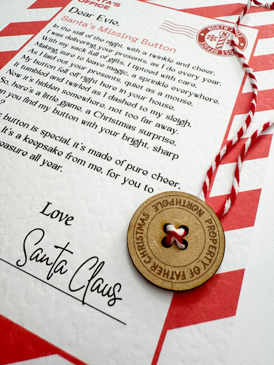 Personalised Santa's Lost Button – Little Miss Party Perfect